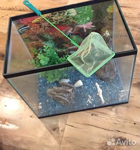 Аквариум 40 литров,с грунтом,фигурка пушки,скала и
