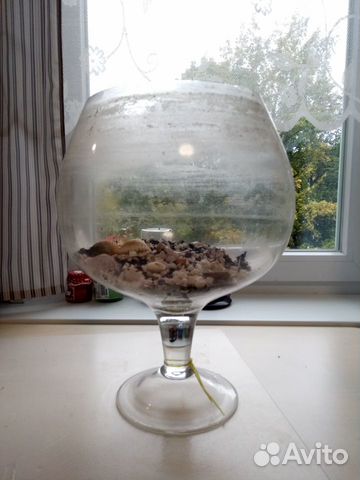 Аквариум бокал. Фильтр для рыб. Грунт